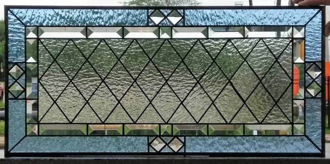 Stained Glass Window W-110 Pale Blue Tudor Style - Etsy