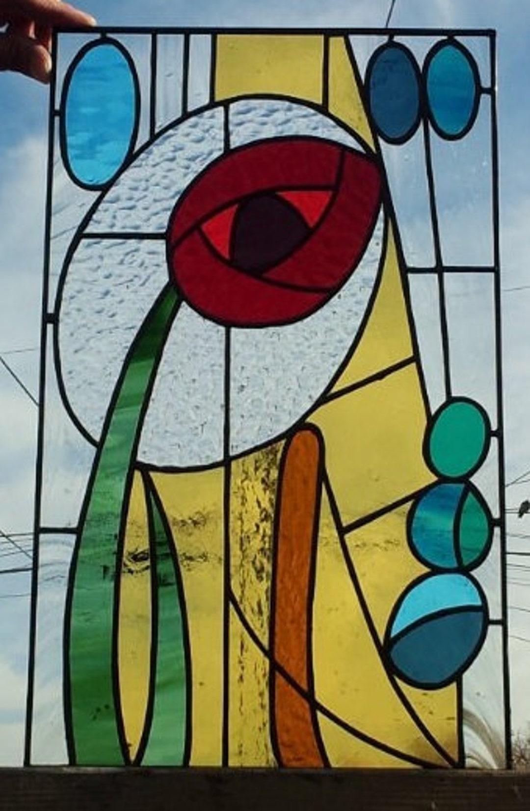 Stained Glass Panel P-30 abstract Rose - Etsy