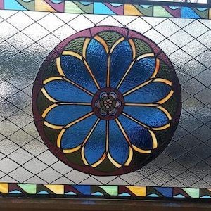Stained Glass Window - W-129 Large Blue Flower - Etsy