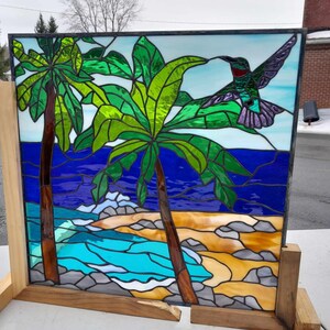 Stained Glass Hanging Panel Caribean Beach P-329 - Etsy