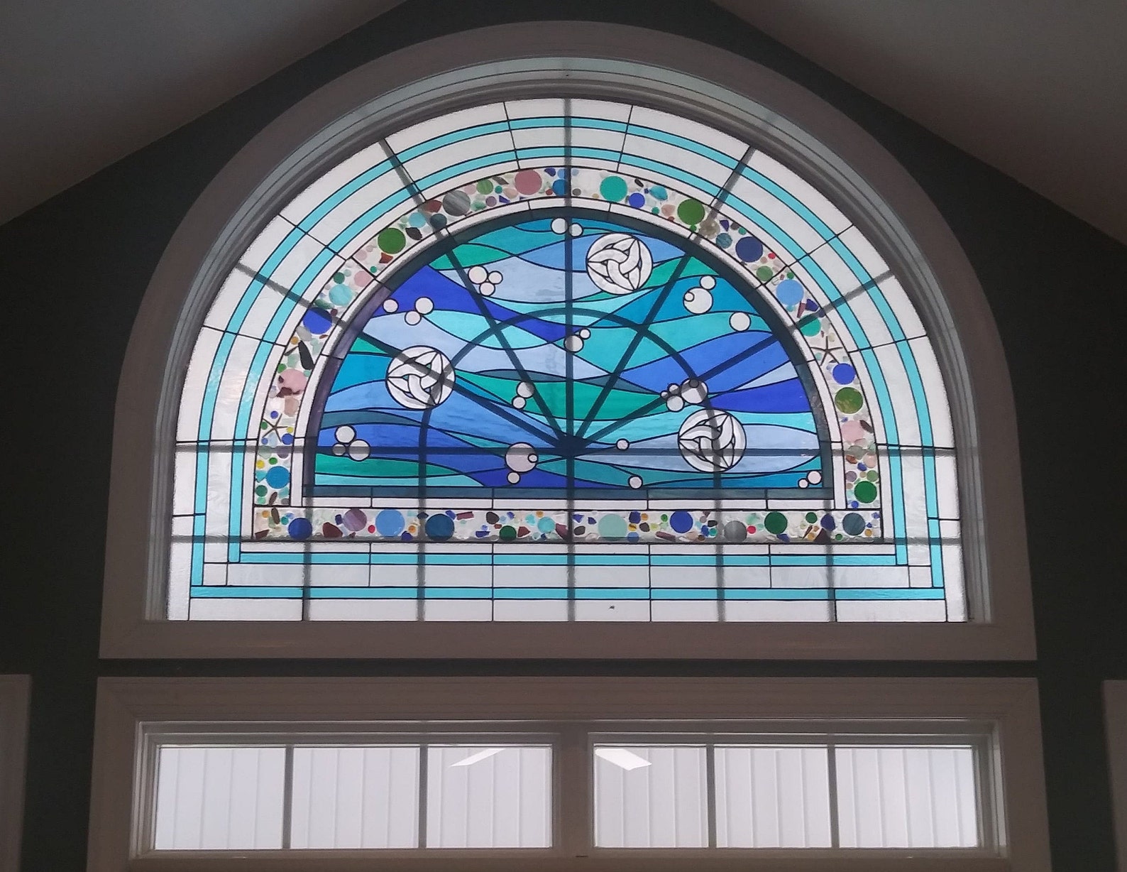 Stained Glass Arch Window - W-381 Waves & Bubbles - Etsy