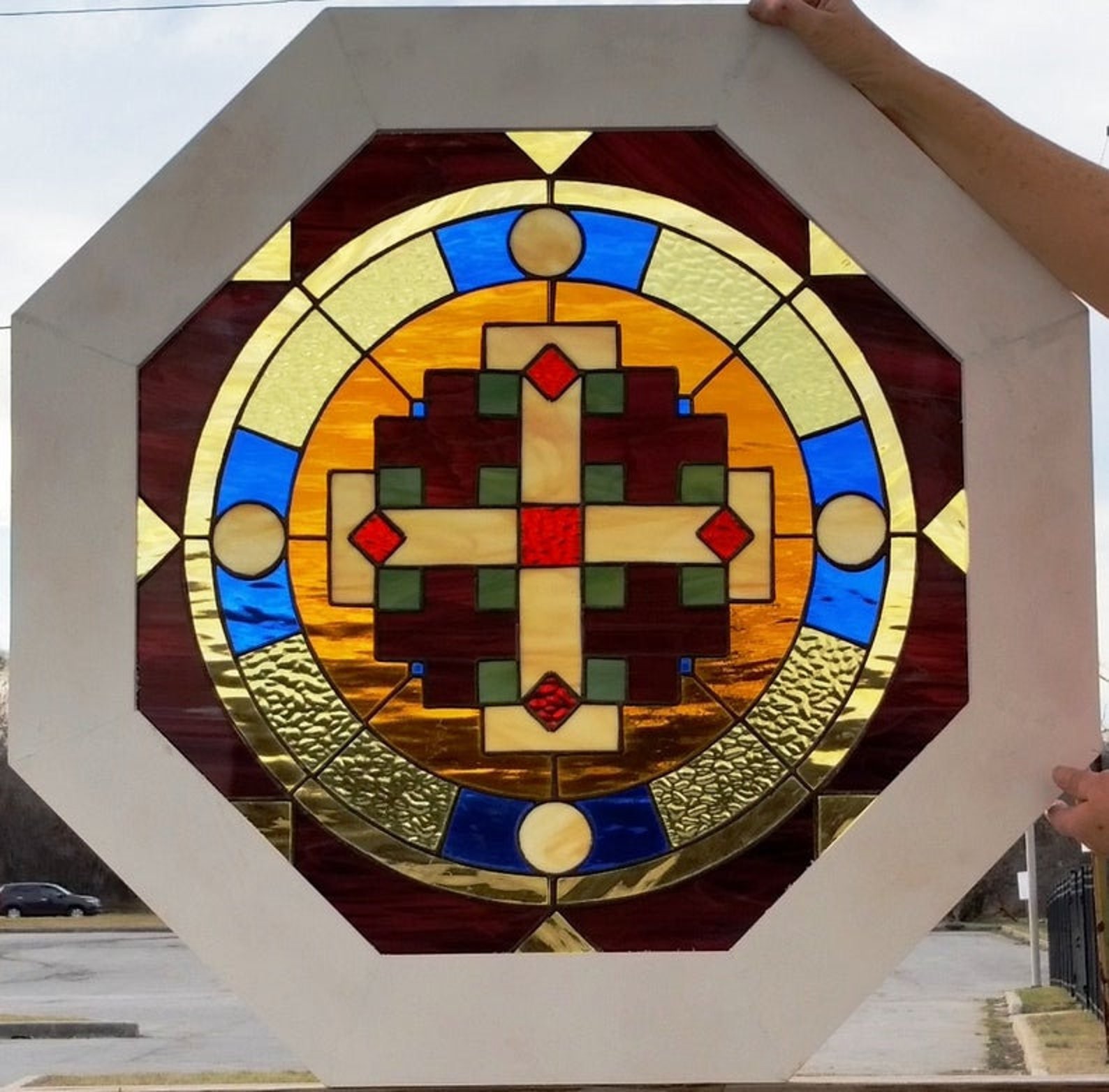 Stained Glass Window W-93 Colorful Octagon - Etsy