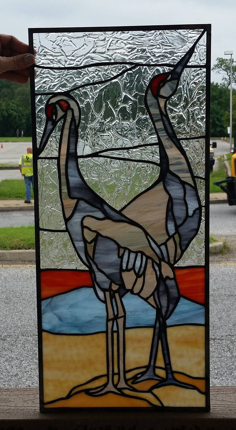 Stained Glass Cabinet Inserts CI-44 Sand Hill Cranes - Etsy