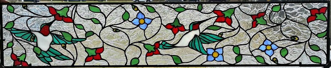 Stained Glass Transom Window - TW-140 Flying Hummingbirds - Etsy