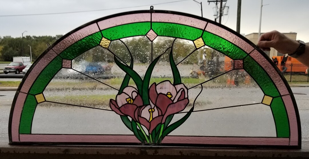 Stained Glass Hanging Panel - P-199 Floral Arch - Etsy
