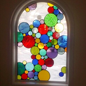 Stained Glass Window Panel W-27 Floating Bubbles - Etsy