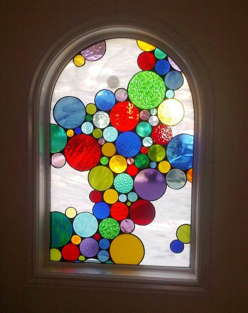 Stained Glass Window Panel W-27 Floating Bubbles - Etsy