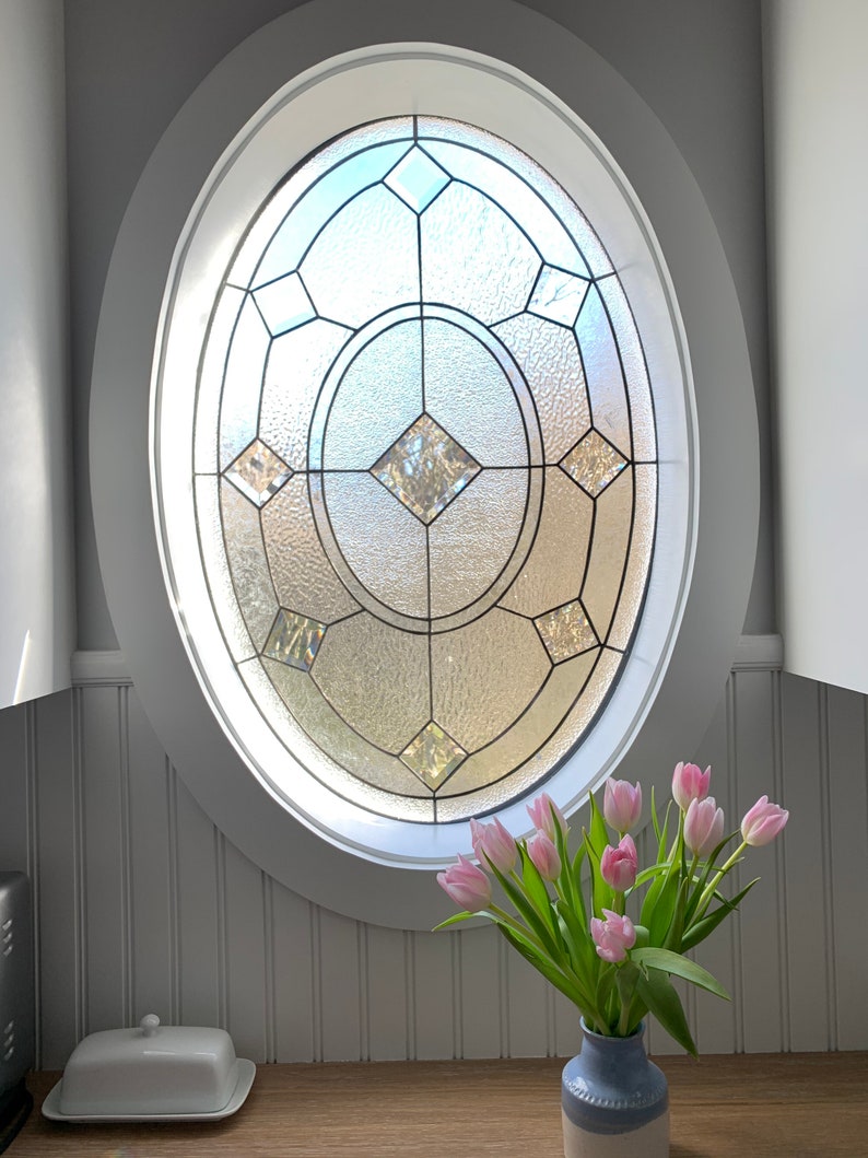 Stained Glass Windows W 341 Elegant Oval Etsy