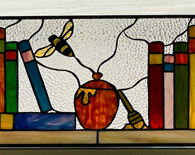 X-5 Teapot and Books Stained Glass Hanging Window Panel - Etsy