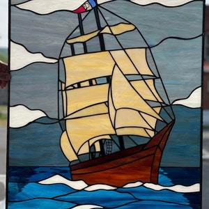 Stained Glass Window W-485 Pirate Ship - Etsy