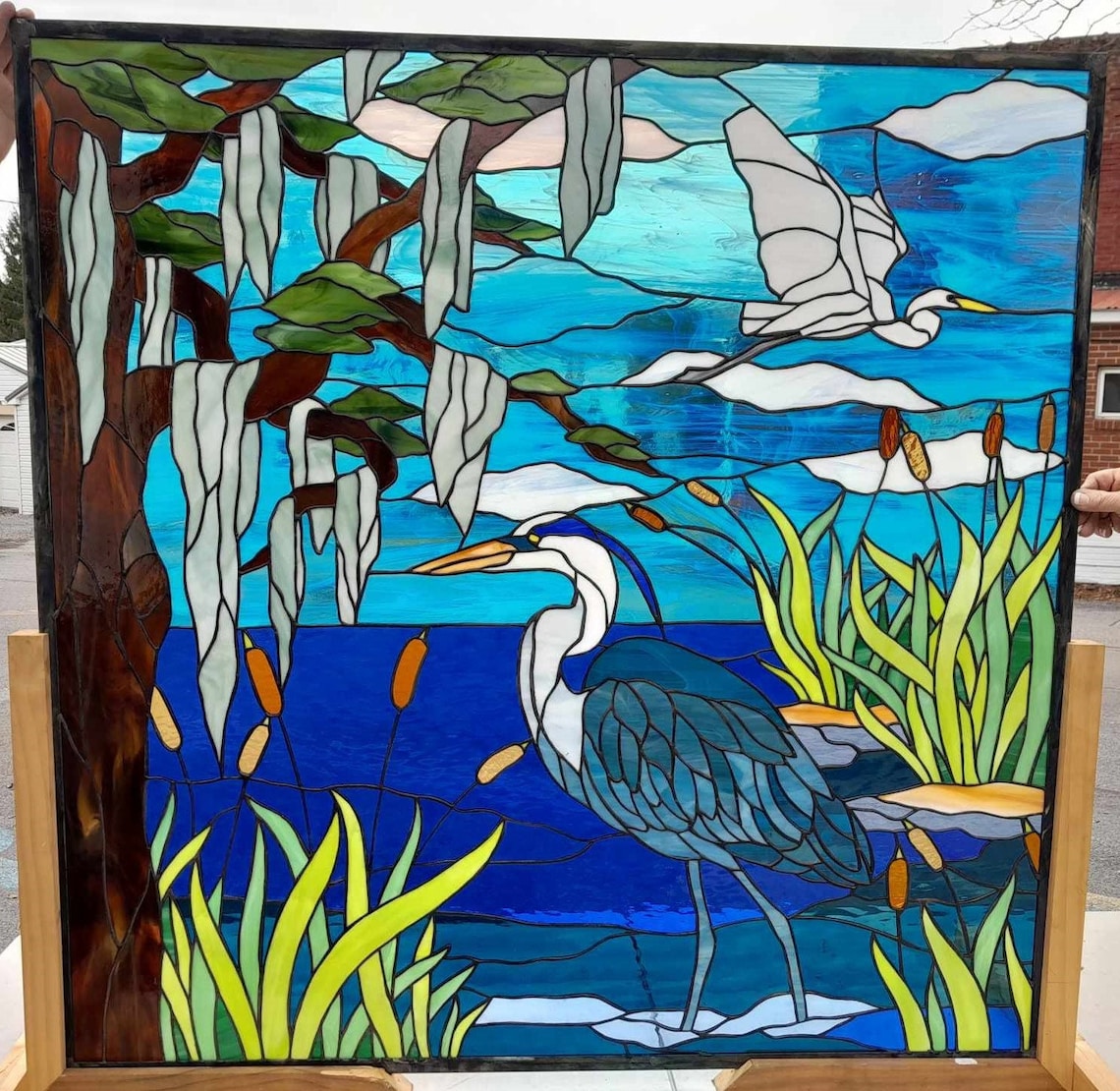 Stained Glass Window Panel - P-331 Heron in the Marsh - Etsy
