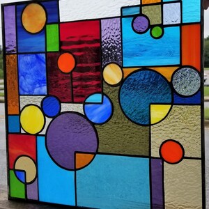 Stained Glass Window - W-238 Overlapping Geometric Figures - Etsy