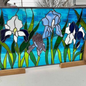 Stained Glass Hanging Panel Irises Garden P-326 - Etsy