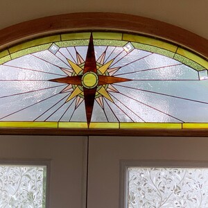 Stained Glass Arch Window - W-229 Little Compass Rose - Etsy