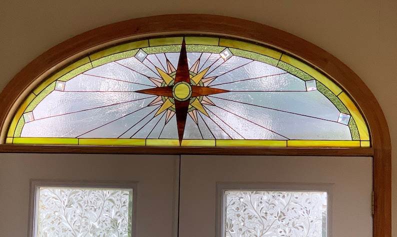 Stained Glass Arch Window - W-229 Little Compass Rose - Etsy