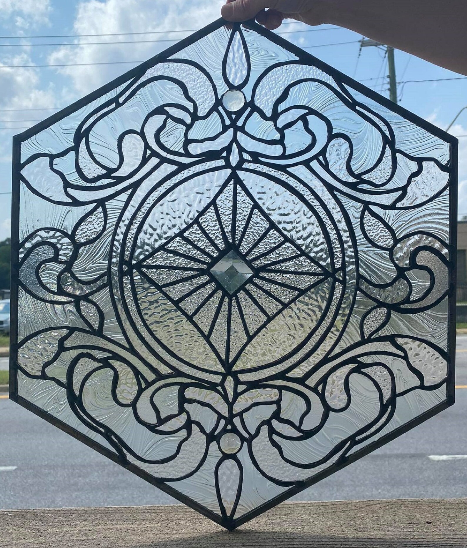 Stained Glass Window W-455 Classic Hexagon - Etsy