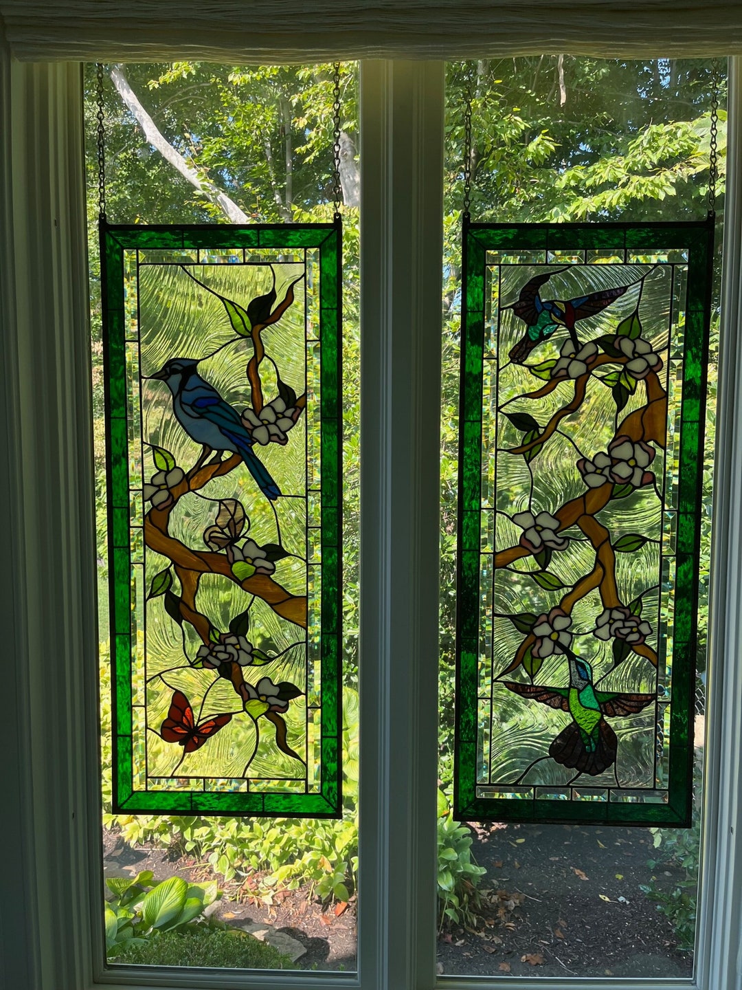 Stained Glass Hanging Panel P-313 Beatiful Garden - Etsy