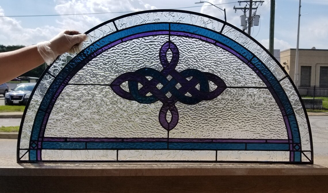 Stained Glass Arched Window W-370 Celtic Knot - Etsy