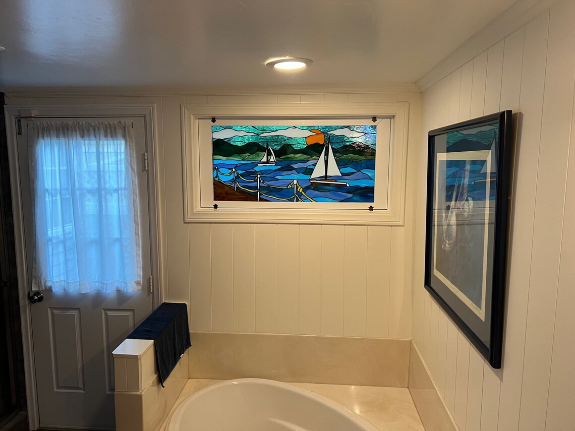 Stained Glass Window W-216 Sail Boats Scene - Etsy