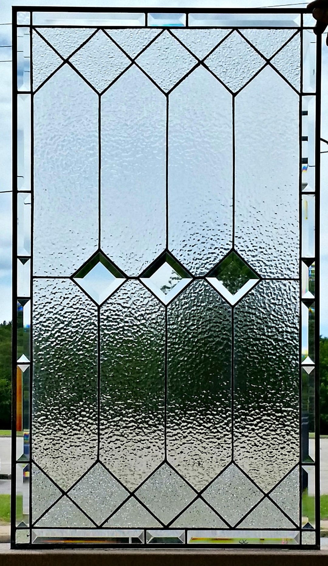 Stained Glass Window - W-259 Elegant Squares - Etsy