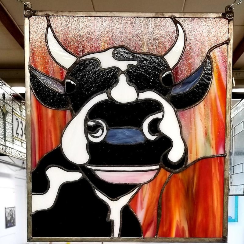 Stained Glass Cow - Etsy