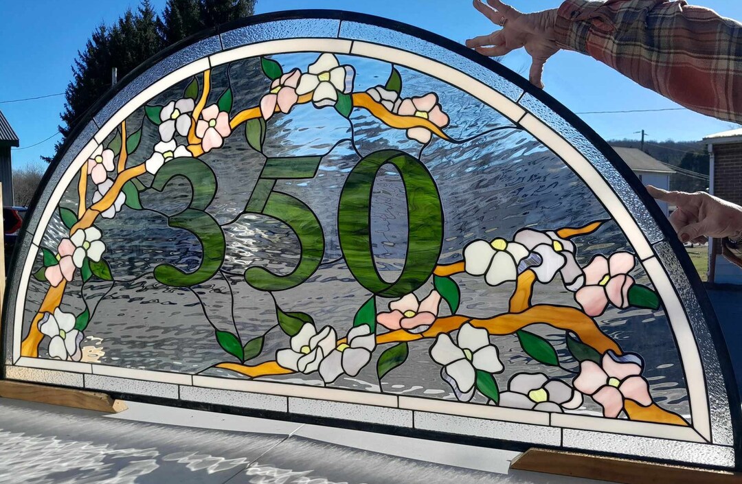 Stained Glass Arched Address Marker AM-252 Dogwood Flowers - Etsy