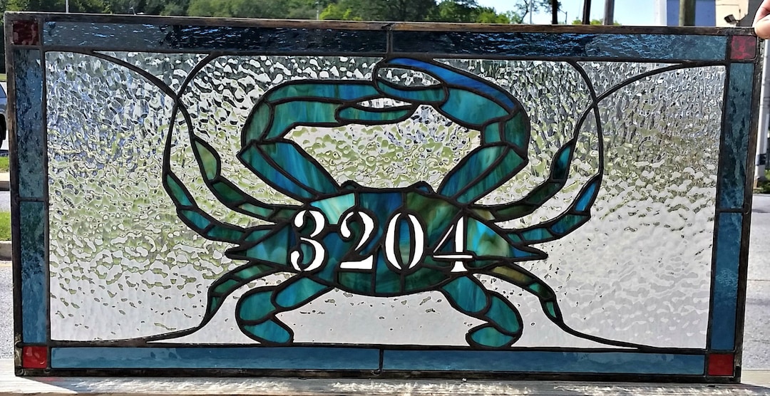 Stained Glass Address Marker - AM-88 Maryland Crab - Etsy