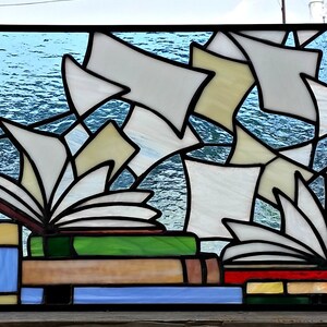 Stained Glass Hanging Panel P-136 Book With Flying Pages - Etsy