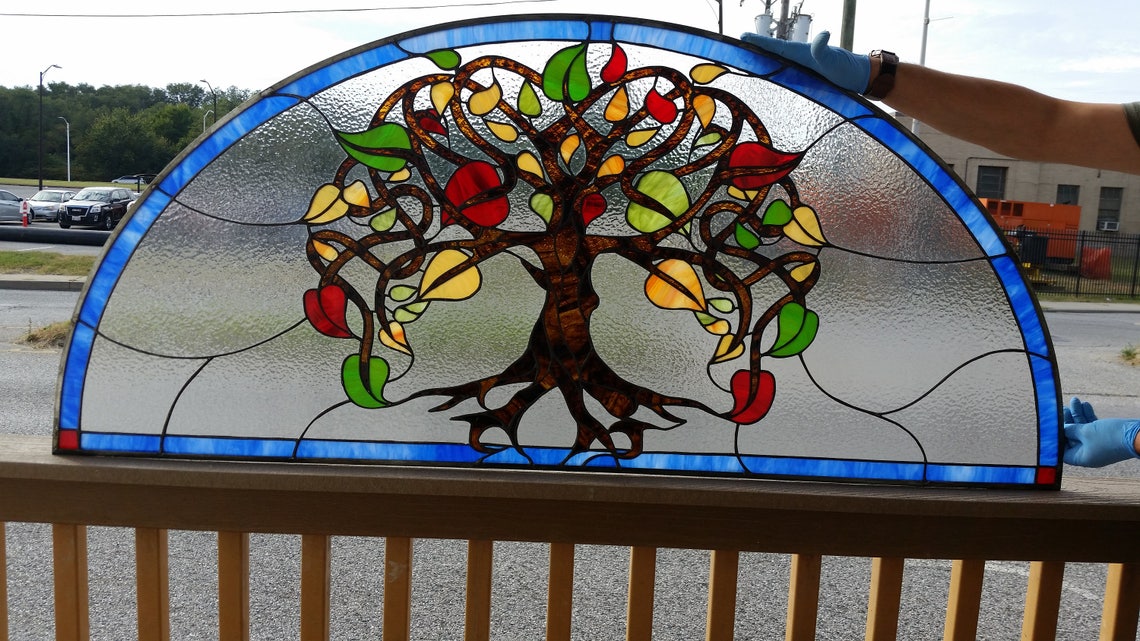 Stained Glass Transom Window TW-12 Tree of Life - Etsy