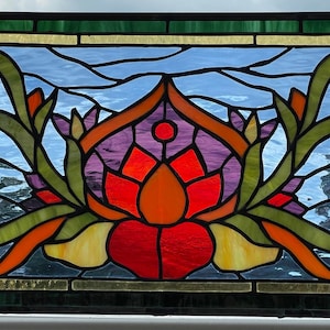 Stained Glass Window - W-490 Victorian Lotus - Etsy