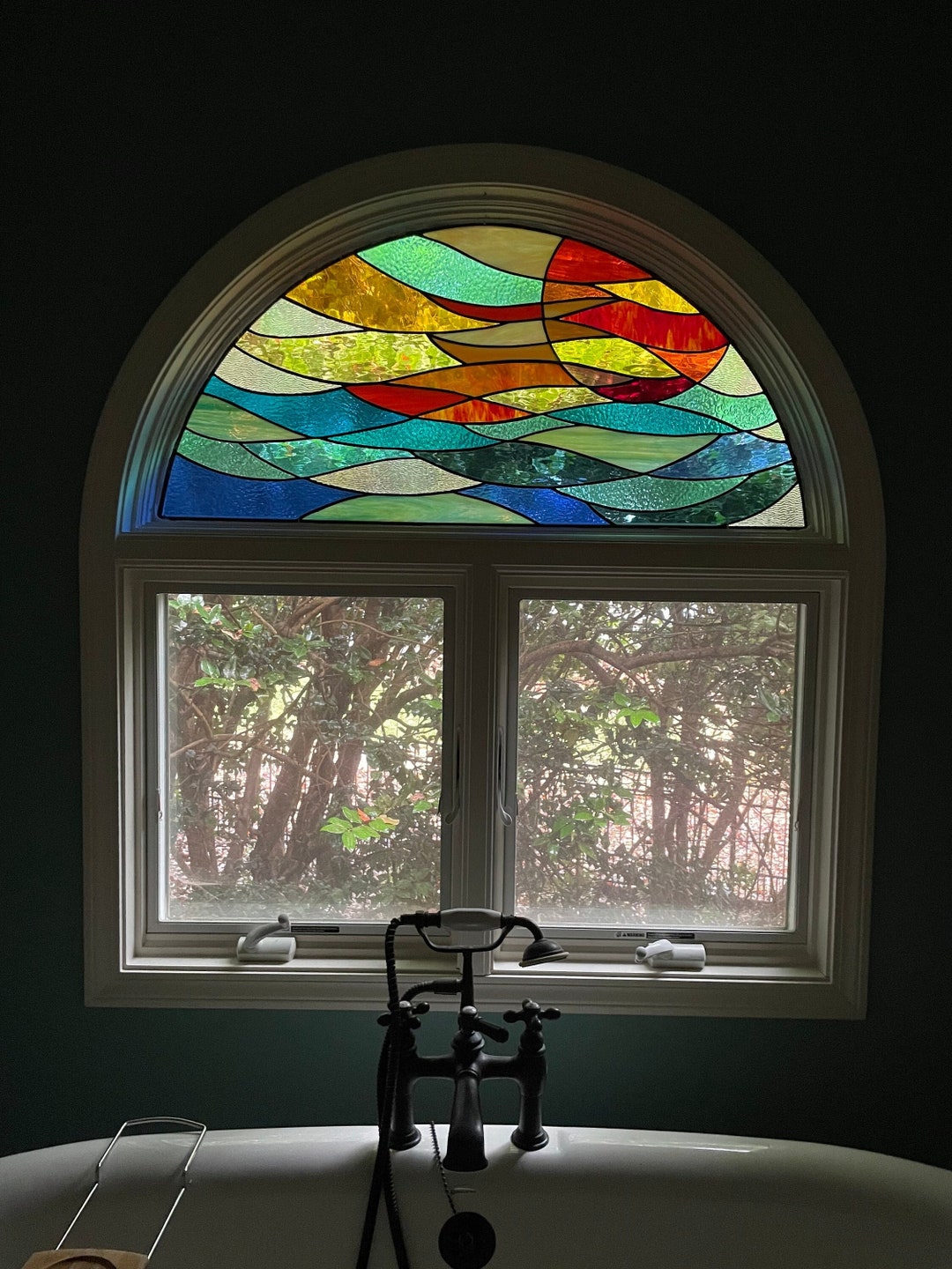 Stained Glass Arched Window - W-480 Sun - Etsy