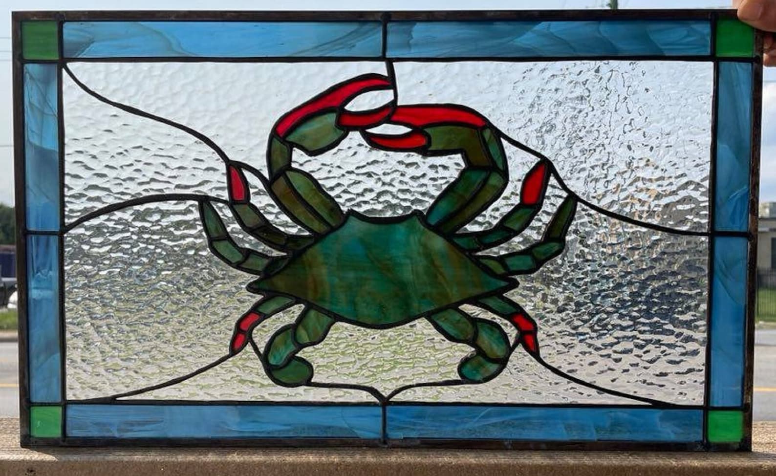 Stained Glass Window Panel - Blue Crab W-163 - Etsy