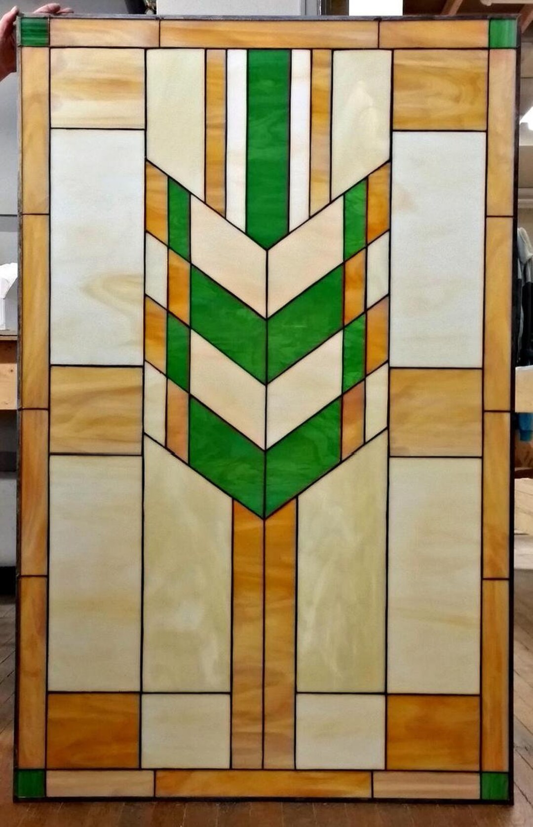 Stained Glass Windows W-128 Craftsman in Opals - Etsy