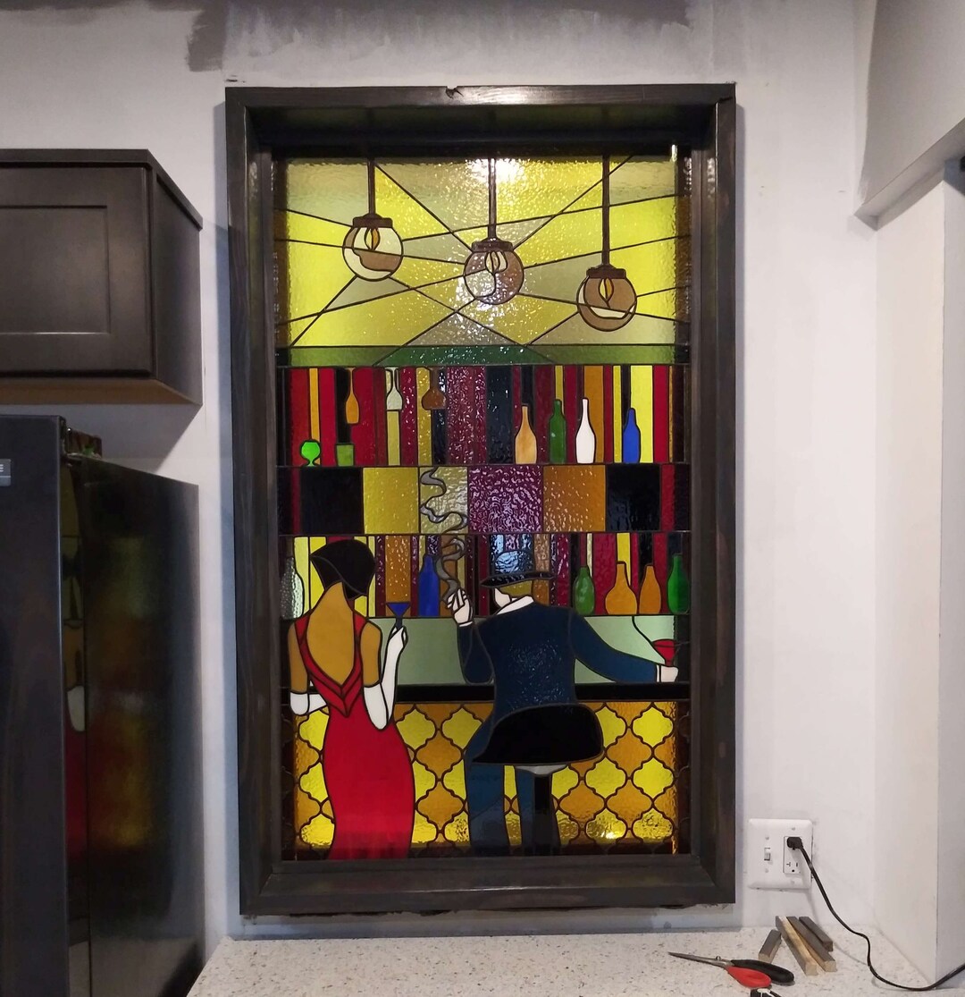 Stained Glass Window - W-383 Bar Scene - Etsy