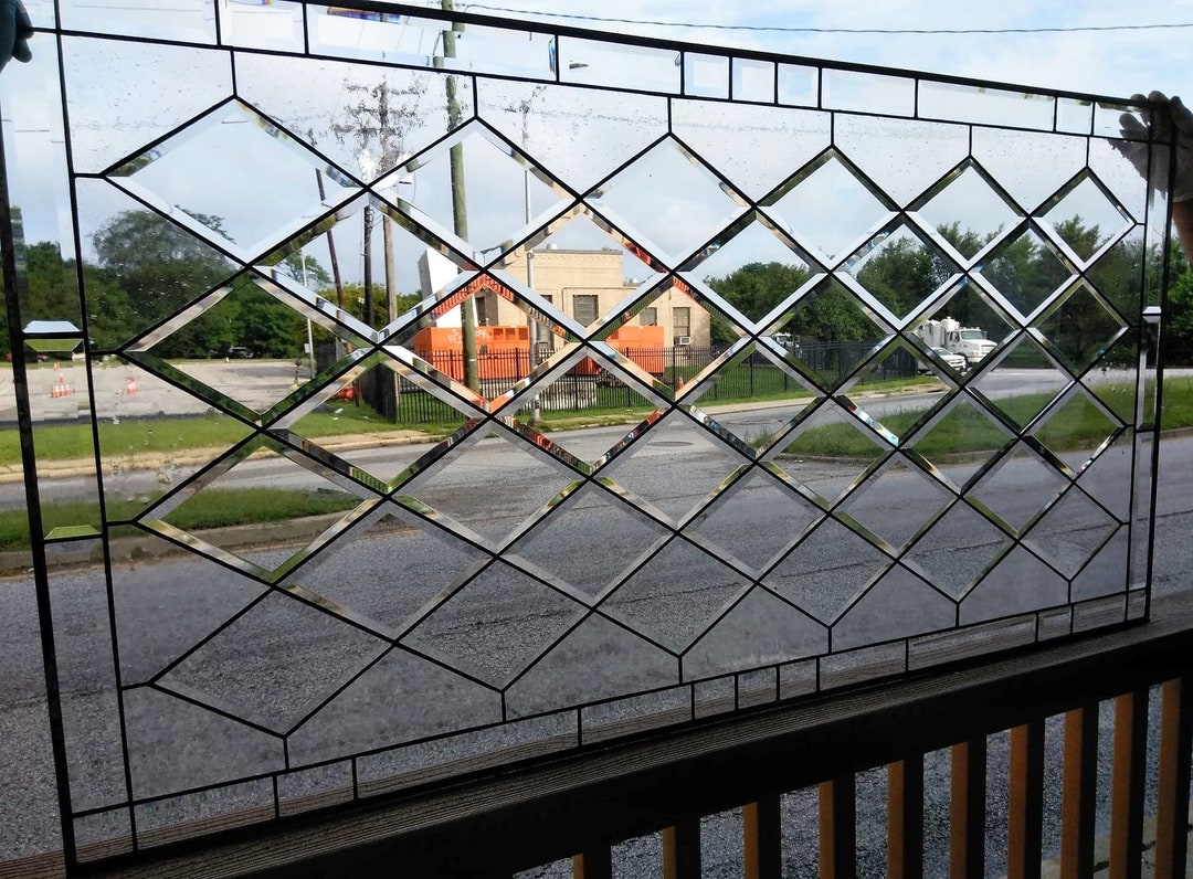 Stained Glass Window - W-267 Large Beveled Diamonds - Etsy