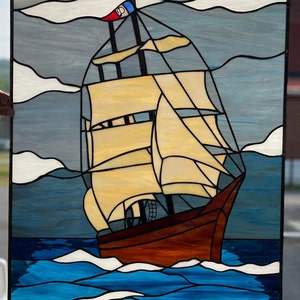 Stained Glass Window W-485 Pirate Ship - Etsy