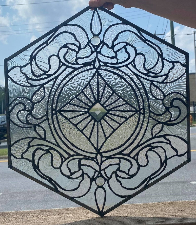 Stained Glass Window W-455 Classic Hexagon - Etsy