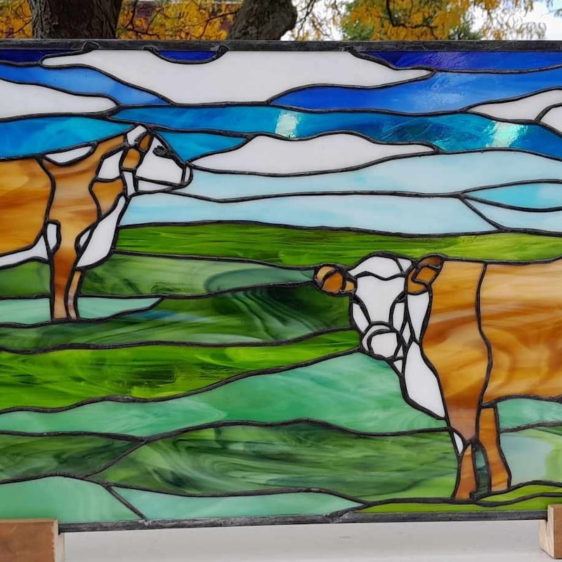 Stained Glass Cow - Etsy