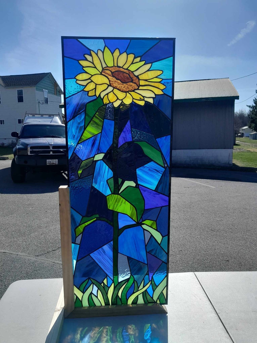 Stained Glass Panel Abstract Sunflower RB-299 - Etsy