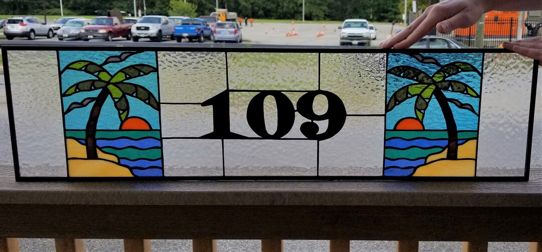 Stained Glass Address Marker - AM-208 - Beach Scene - Etsy