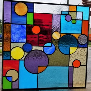 Stained Glass Window - W-238 Overlapping Geometric Figures - Etsy