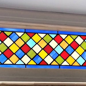 Stained Glass Transom Window - TW-106 Diamond Rainbow - Etsy