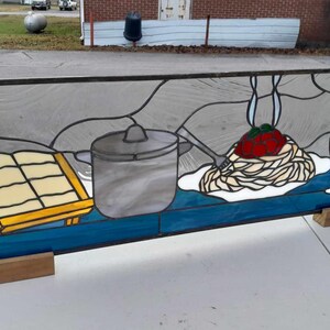 Stained Glass Hanging Panel - Pasta and Wine P-342 - Etsy