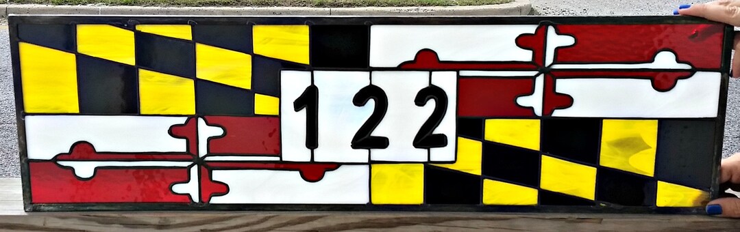 Stained Glass Address Marker - AM-63 Maryland Pride #2 - Etsy