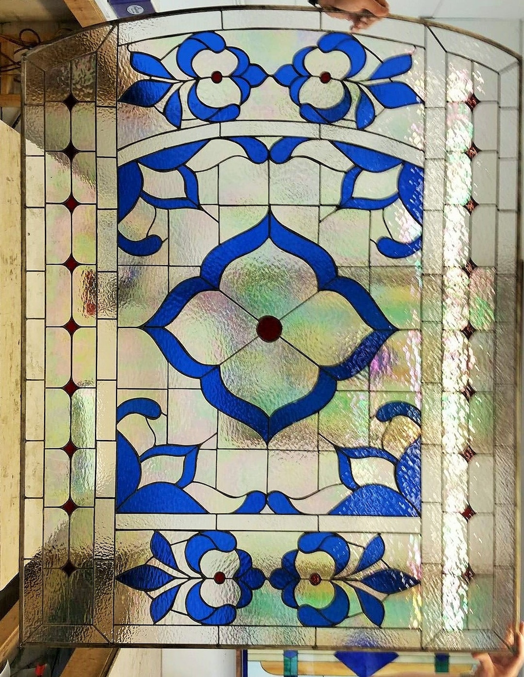 Stained Glass Window - W-288 Flowered Arch - Etsy