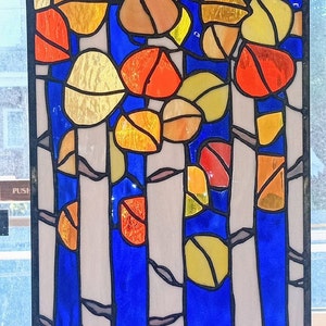 Autumn Radiance: Aspen Forest Stained Glass Sidelight S-54 - Etsy