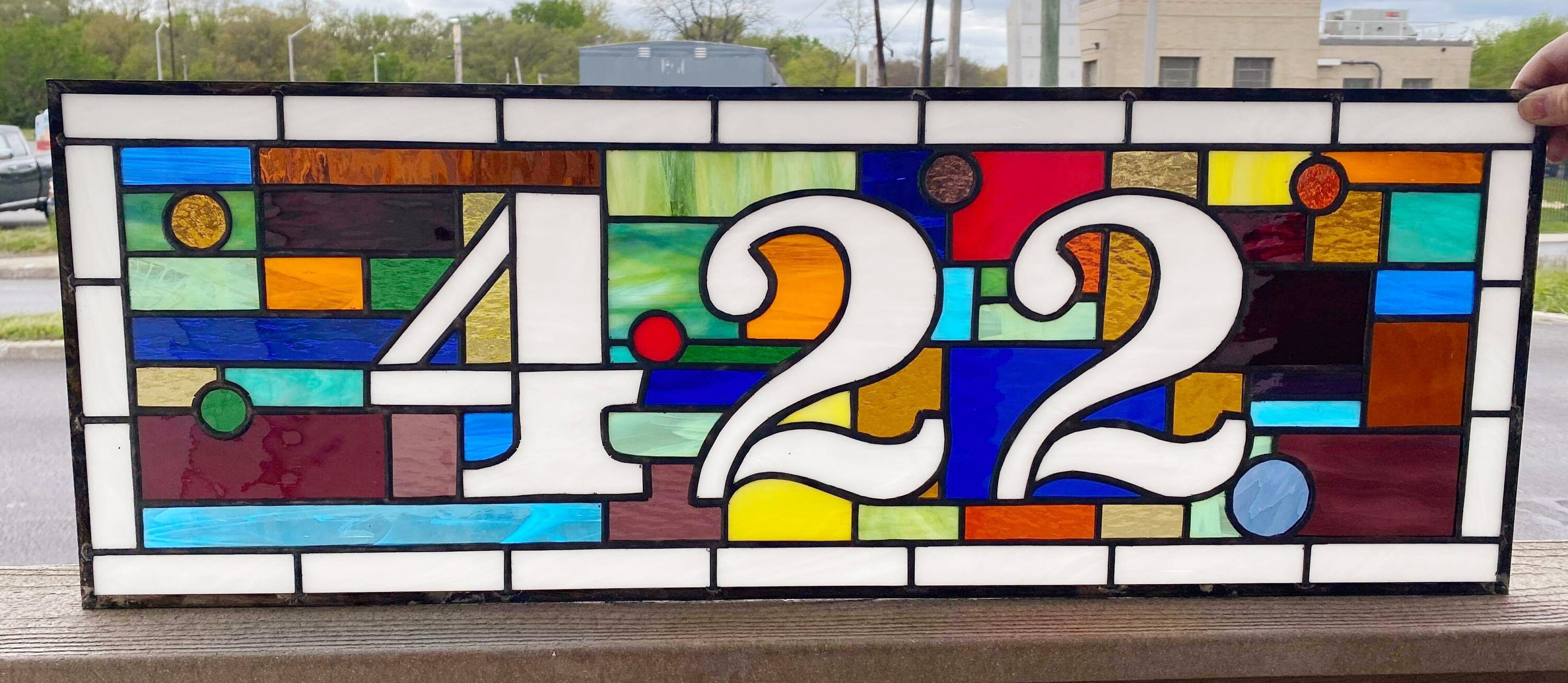 Stained Glass Address Marker AM-235 Colorful Geometry - Etsy