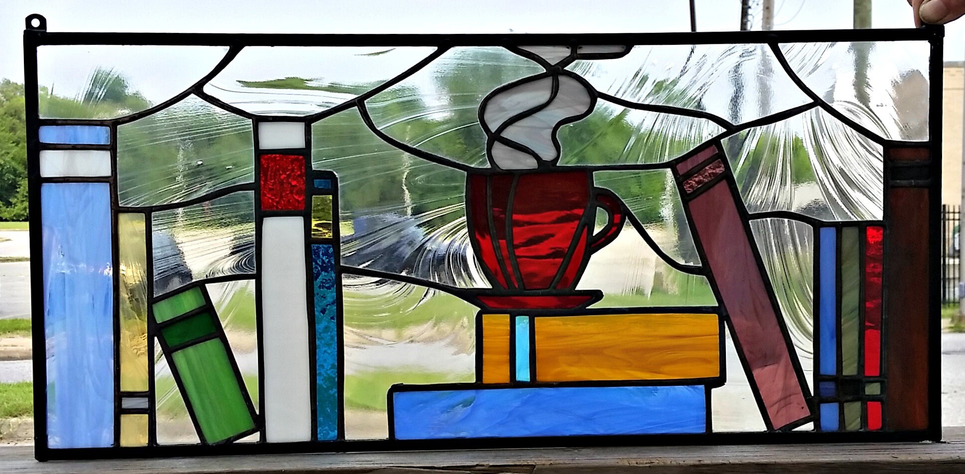 The Reader's Retreat: A Literary Steam Mosaic Stained Glass Hanging ...