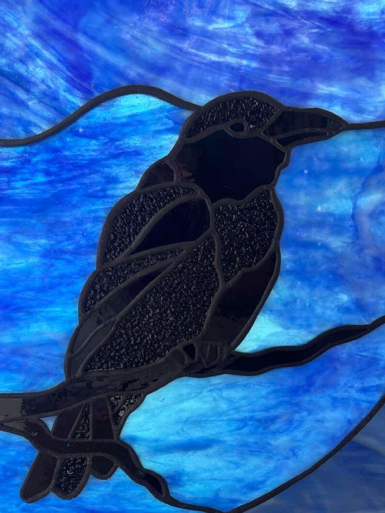Stained Glass Hanging Panel P-281 Raven - Etsy