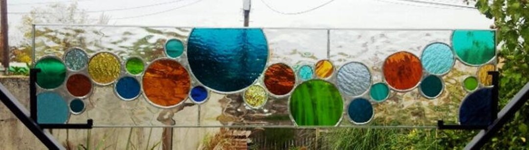 Stained Glass Window W-38 Warm Bubbles - Etsy